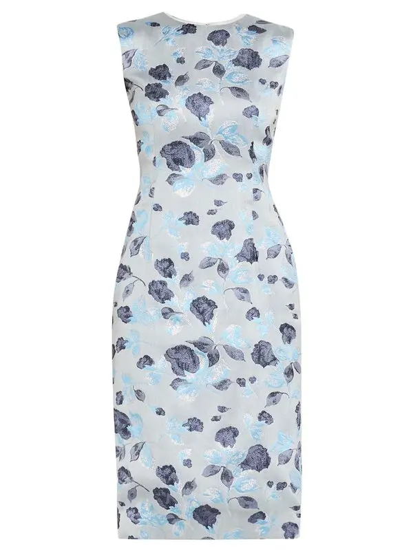 Prabal Gurung Floral Jacquard Sleeveless Midi Dress - Ice Blue Multi