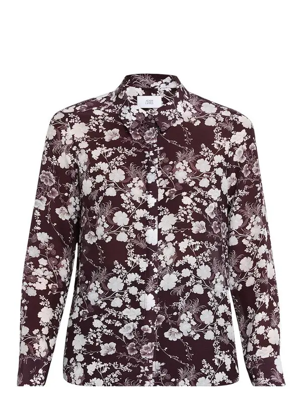 Adam Lippes Mathias Floral Silk Button-down Shirt - Aubergine/multi