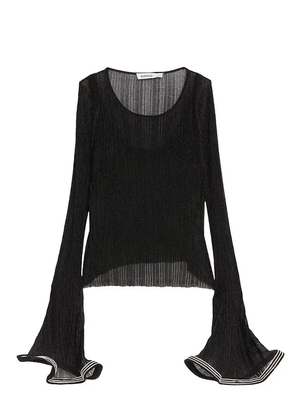 Simkhai Maebry Long-sleeve Rib-knit Top - Black