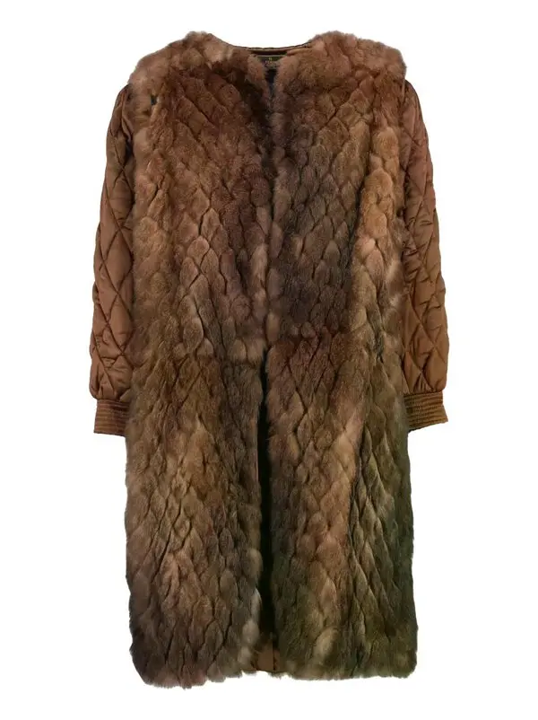 Fendi Shearling Quilted Coat - Brown
