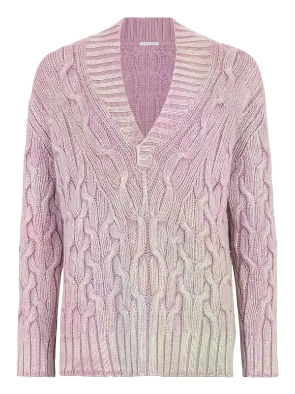 Malo Cable-knit V-neck Sweater - Purple