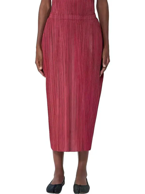 Issey Miyake Pleated Midi Skirt - Red