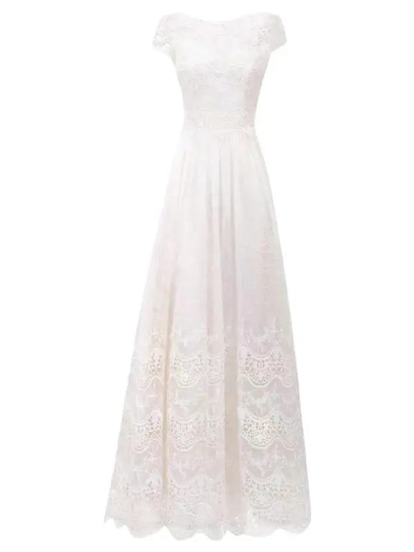GEMY MAALOUF Lace Midi Dress - White
