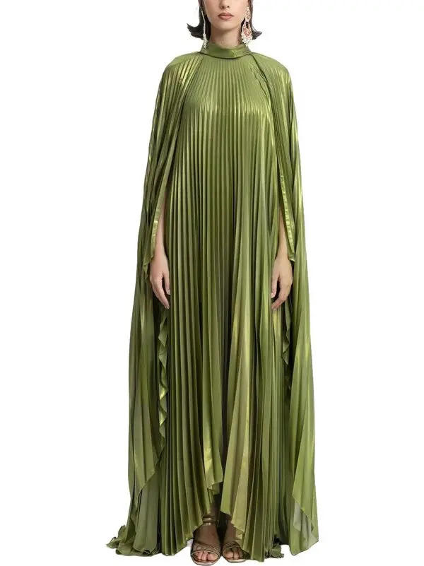GEMY MAALOUF Pleated Cape Gown - Green
