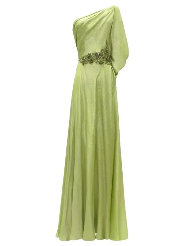 GEMY MAALOUF One-shoulder Beaded Gown - Green