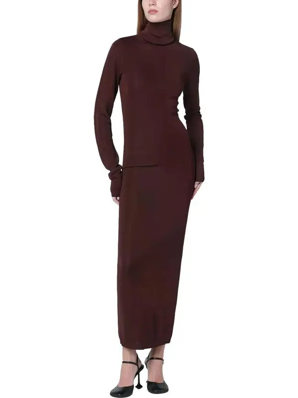 ENTIRE STUDIOS Roll-neck Midi Dress - Brown