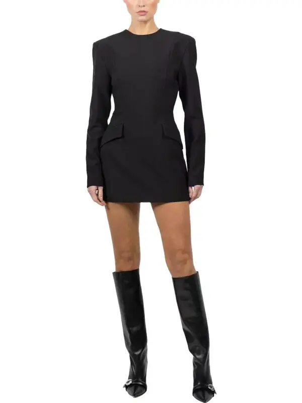 Ronny Kobo Alana Mini Dress With Padded Shoulders - Black