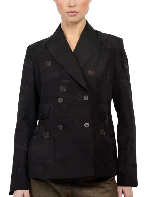 IBRIGU Double-breasted Button Blazer - Black