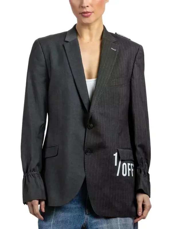 1/OFF Pinstriped Buttoned Blazer - Grey