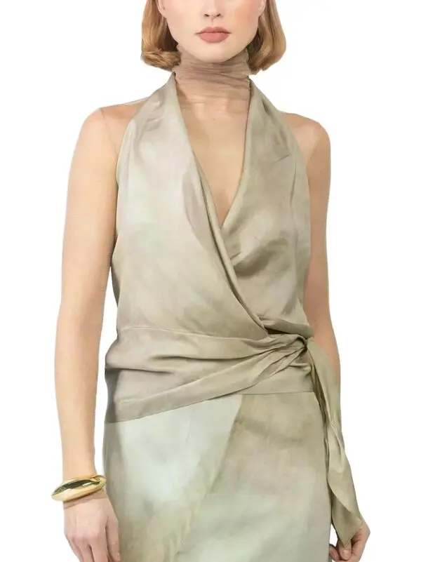 CORTANA Halterneck Tie Top - Neutrals