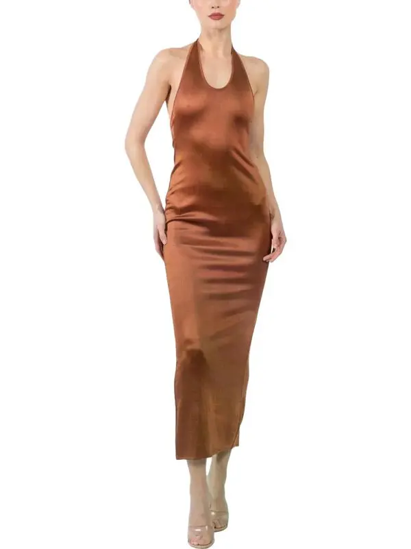 LA GALPA Aziza Halterneck Maxi Dress - Orange