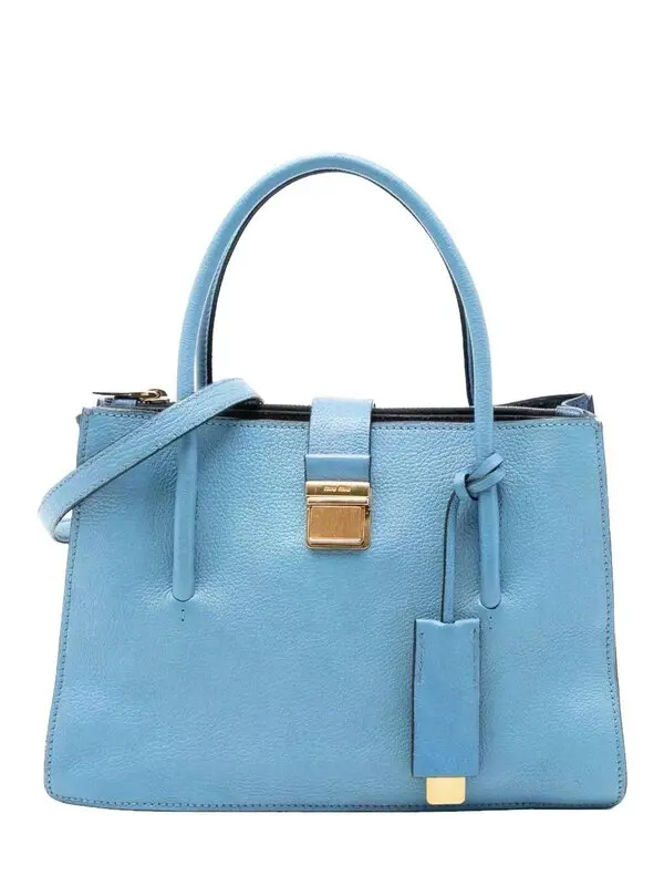 Miu Miu Goatskin Madras Satchel - Blue