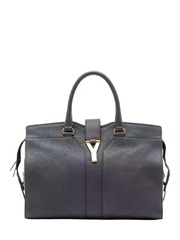 Saint Laurent Medium Leather Cabas Chyc Satchel - Grey