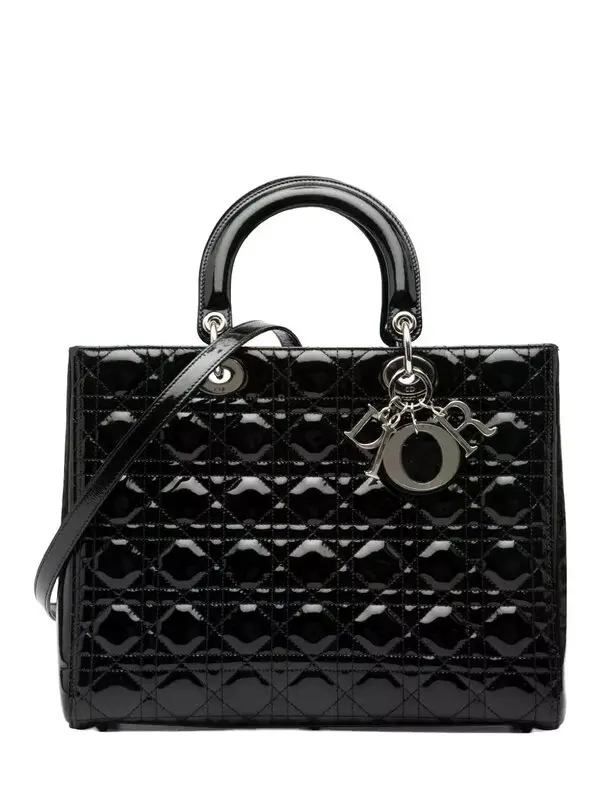 Dior Large Patent Cannage Lady Satchel - Black
