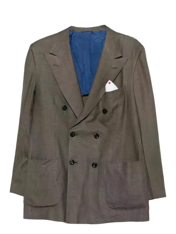 Kiton Double-breasted Pocket Blazer - Green