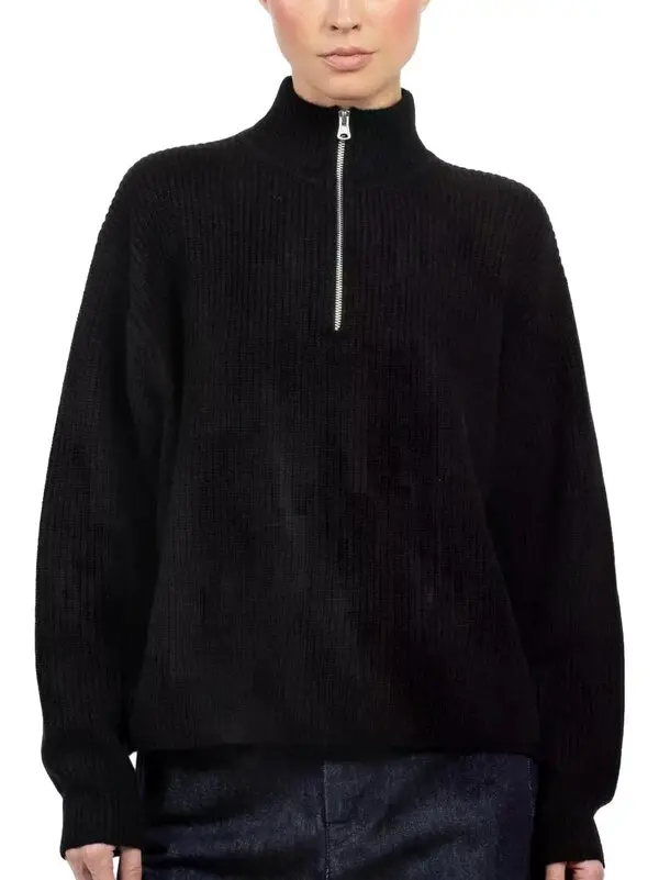 Jenni Kayne Half-zip Funnel Neck Sweater - Black