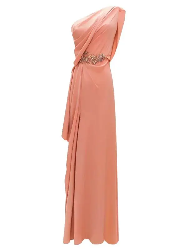 GEMY MAALOUF One-shoulder Draped Maxi Dress - Orange