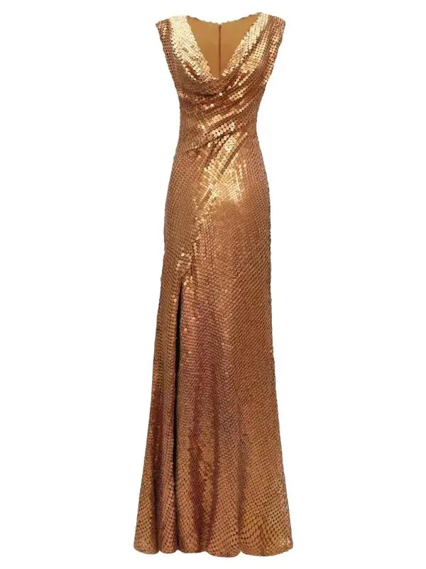 GEMY MAALOUF Slit Maxi Dress - Brown