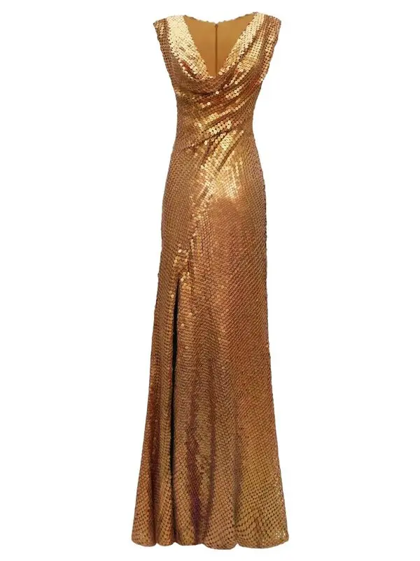 GEMY MAALOUF Slit Maxi Dress - Gold