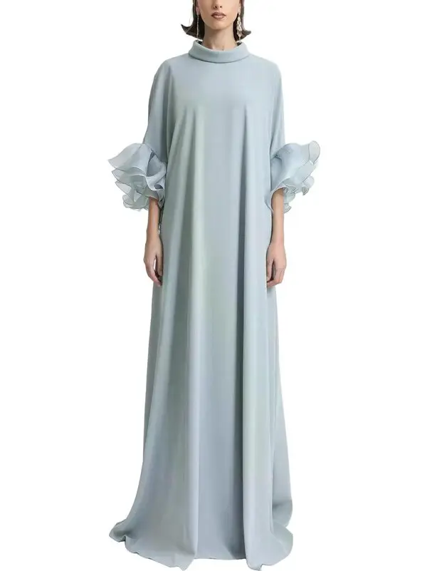 GEMY MAALOUF Ruffled-cuff Maxi Dress - Blue