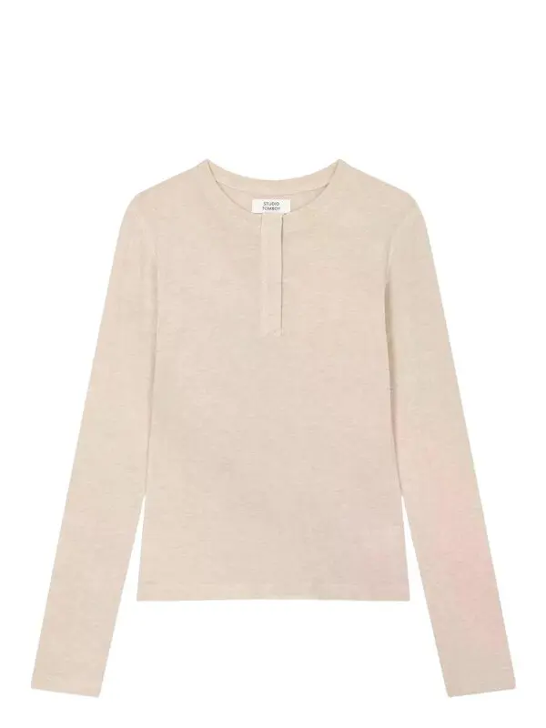 STUDIO TOMBOY Snap-button Henley Top - Neutrals