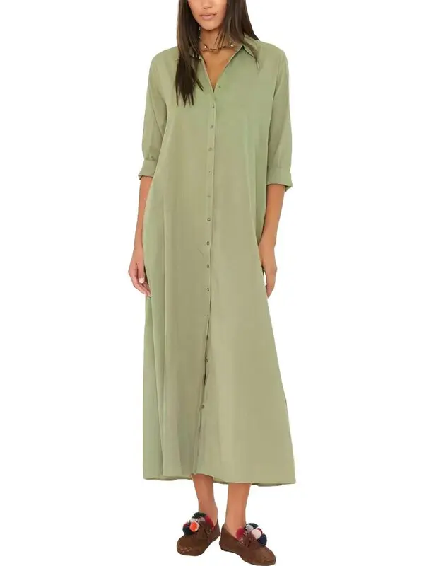 Xirena Bodem Shirt Maxi Dress - Green