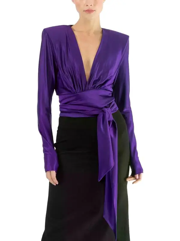 Alexandre Vauthier V-neck Tie Top - Purple