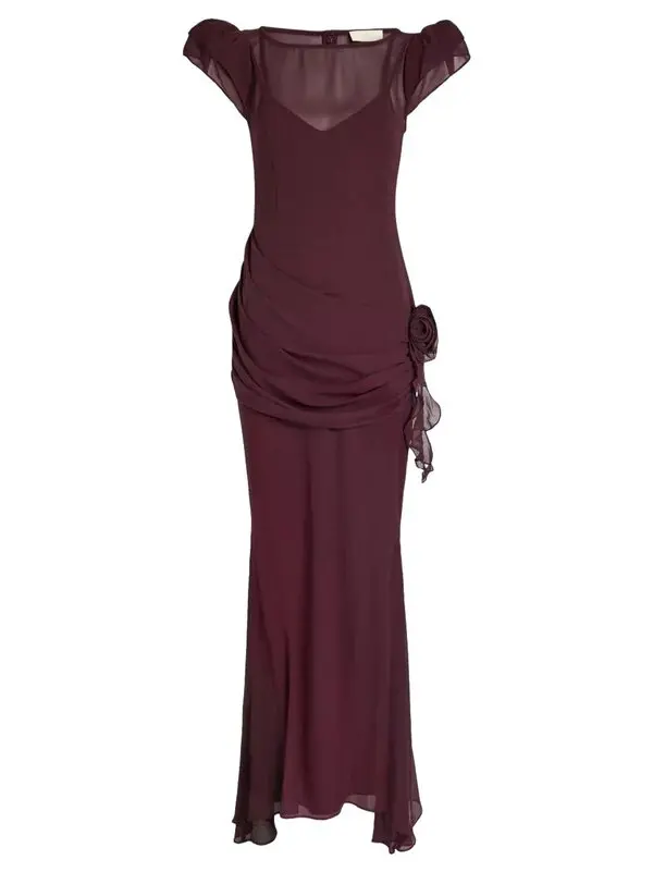 DE LA VALI Floral Draped Maxi Dress - Purple