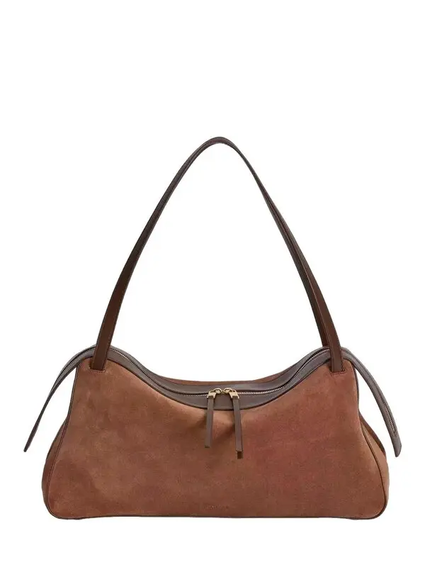 JIL SANDER Embossed Trim Shoulder Bag - Brown