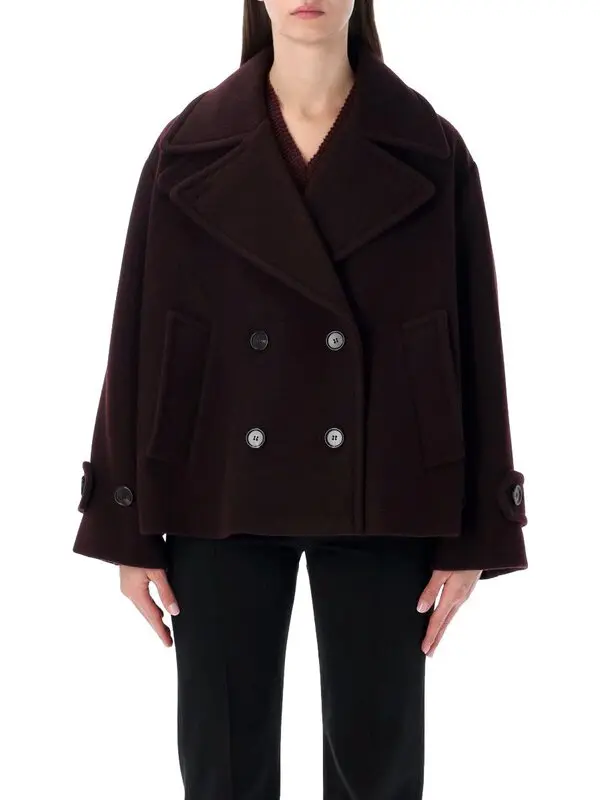 Chloé Short Double-breasted Wool Coat - Deep Purple