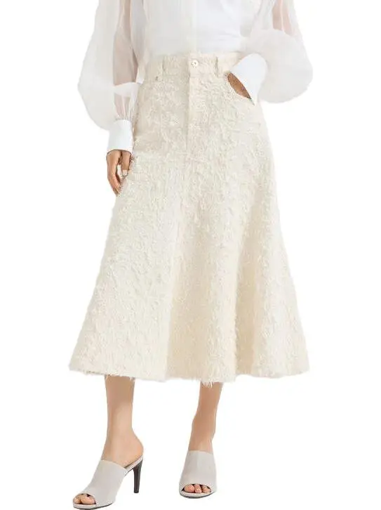 Brunello Cucinelli Five-pocket Flared Denim Skirt - Ivory
