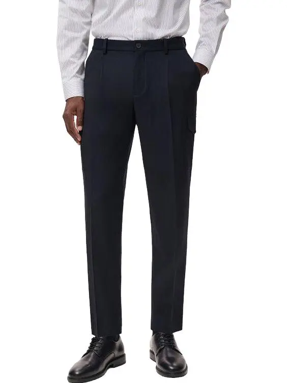 Mango Slim Fit Thermolite® Pleated Cargo Pants - Navy
