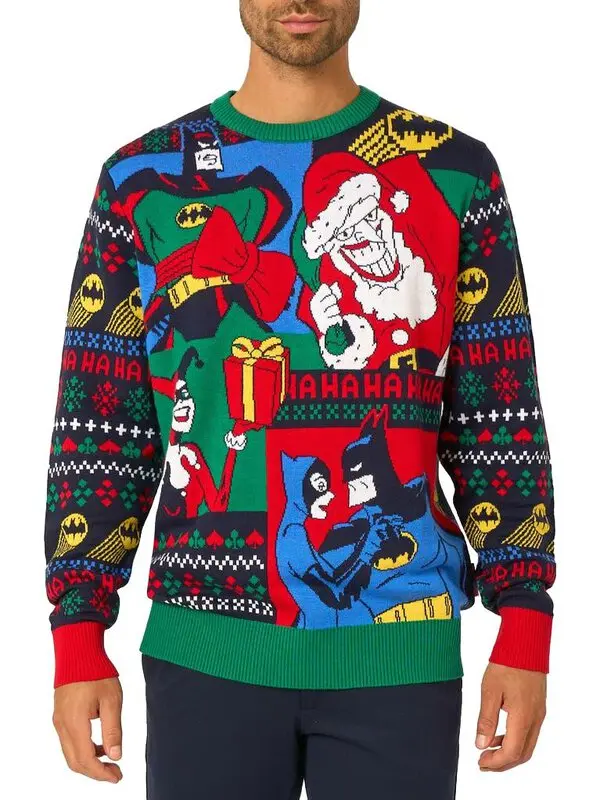 Opposuits Batman Christmas Crewneck Sweater - Green Multi
