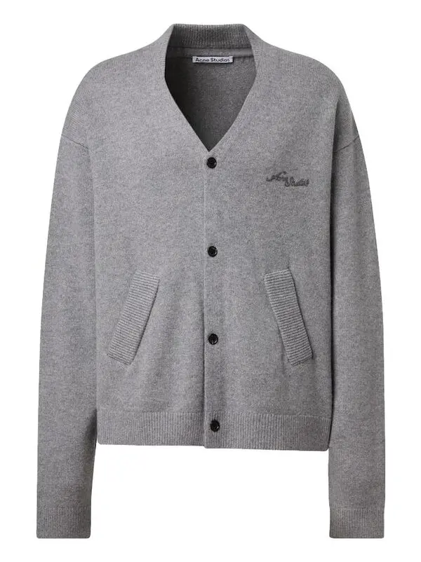 Acne Studios Logo Wool And Yak Cardigan - Grey