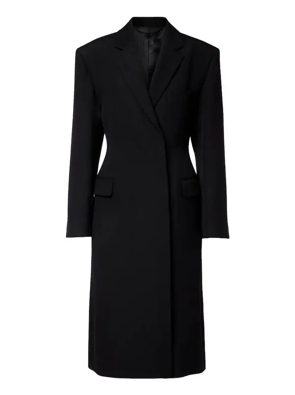 Acne Studios Double-breasted Peplum Wool Coat - Black