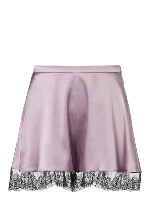 Nina Ricci Lace-trimmed Silk-blend Satin Shorts - Pink