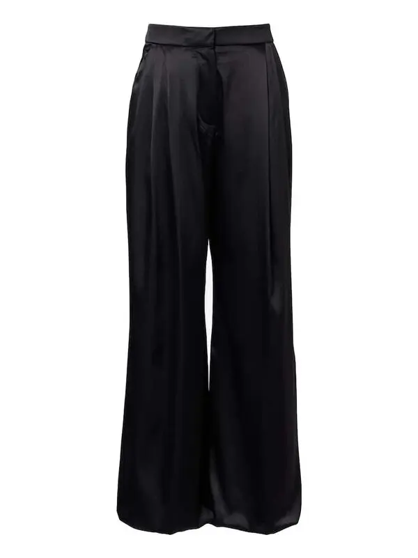 Nina Ricci Silk-blend Satin Wide-leg Pants - Black