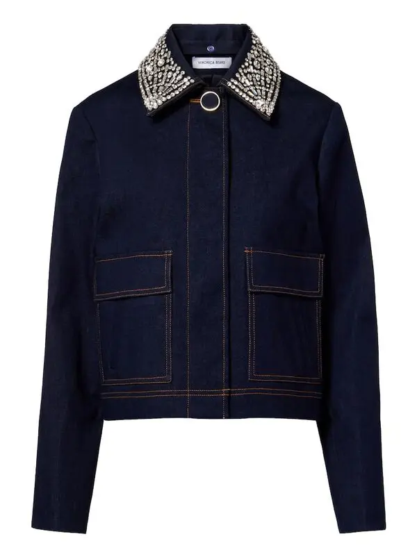 Veronica Beard Barrington Embellished Denim Jacket - Blue