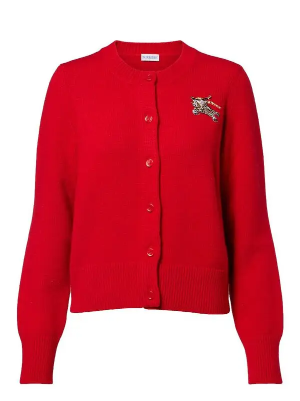 Burberry Wool And Cashmere Cardigan - Red