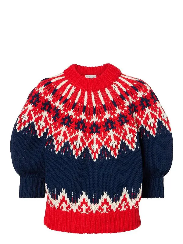 Altuzarra Marty Fair Isle Cotton Sweater - Blue