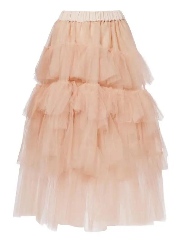 Simone Rocha Ruffled Tulle Midi Skirt - Pink