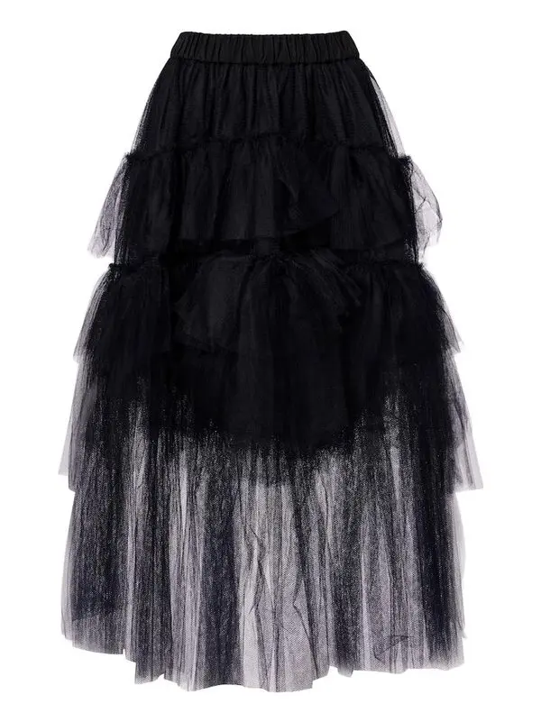 Simone Rocha Ruffled Tulle Midi Skirt - Black