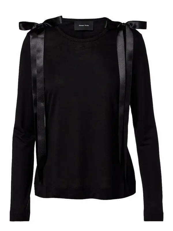 Simone Rocha Bow-detail Jersey Top - Black