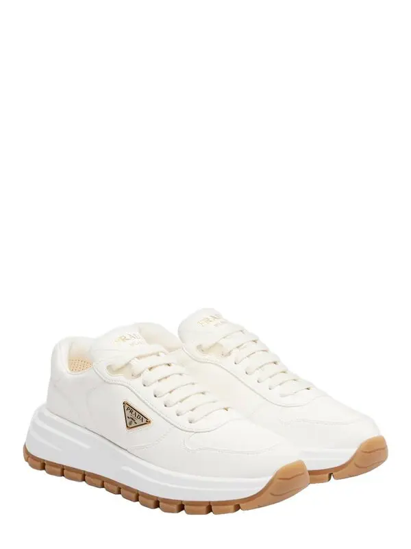 Prada Prax 01 Leather Sneakers - White