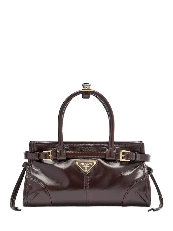 Prada Bonnie Mini Leather Top-handle Bag - Brown
