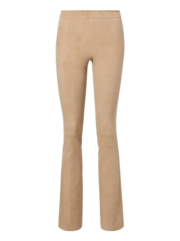 Stouls Long Flared Suede Pants - Beige