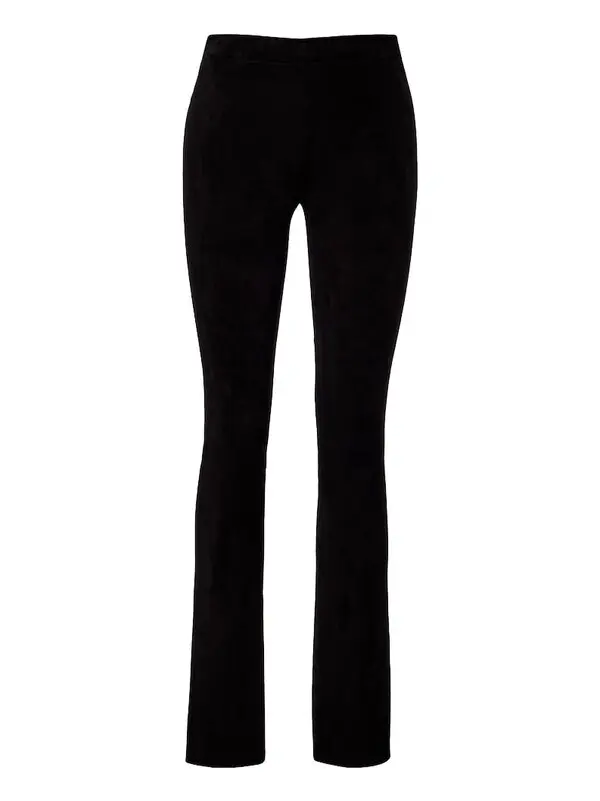 Stouls Long Suede Flared Pants - Black