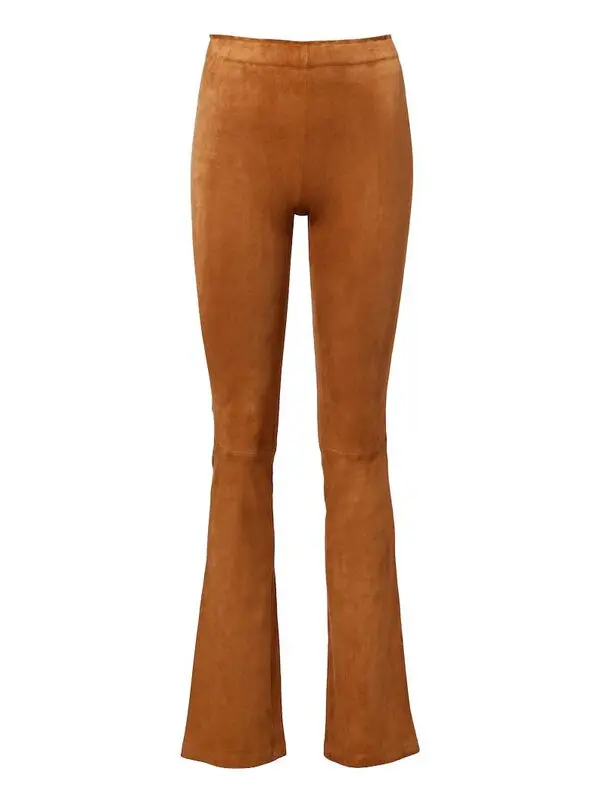 Stouls Long Suede Flared Pants - Brown