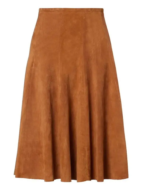 Stouls Sabrina Suede Midi Skirt - Brown