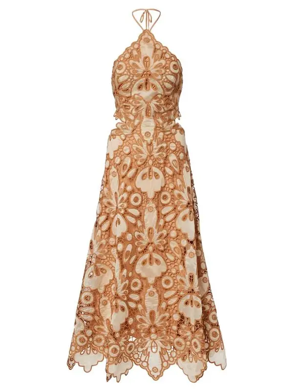 Johanna Ortiz Lace Guipure Maxi Dress - Beige